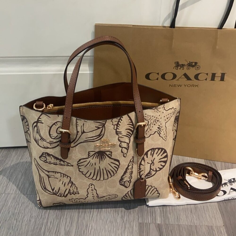 Coach Mollie Tote 25 Cbh63 Ocean Shell Graffiti Bag - Gem